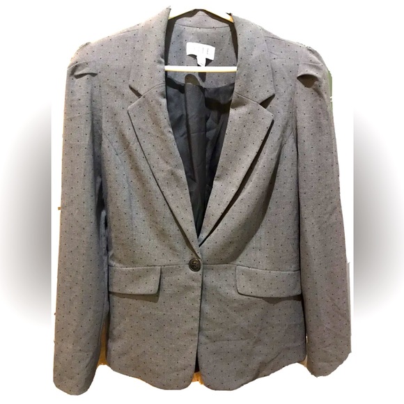 Elle | Jackets & Coats | New Elle Office Siren Gray Black Polka Dots ...